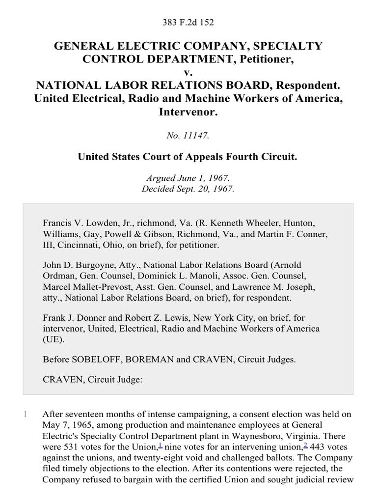 General Electric Company, Specialty Control Department v. National ...