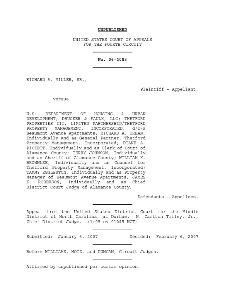 Miller v. HUD Appeal Decision Summary | PDF
