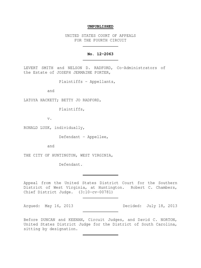 Levert Smith v. Ronald Lusk, 4th Cir. (2013) | PDF | Negligence | Evidence