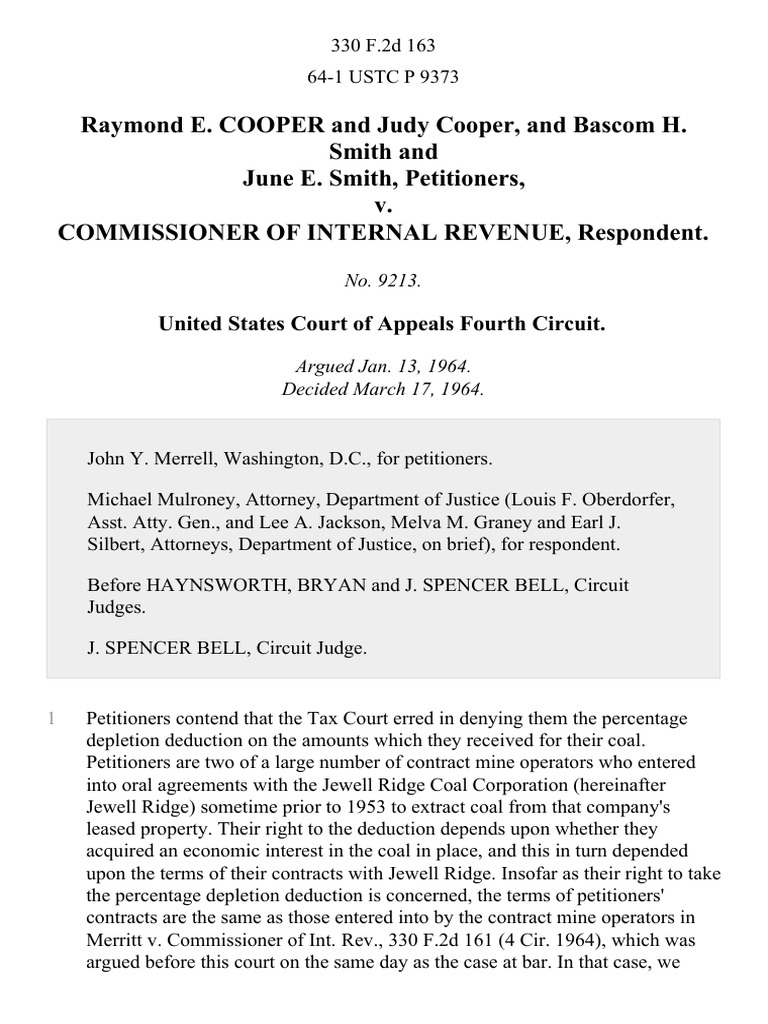 Raymond E. Cooper and Judy Cooper, and Bascom H. Smith and June E ...