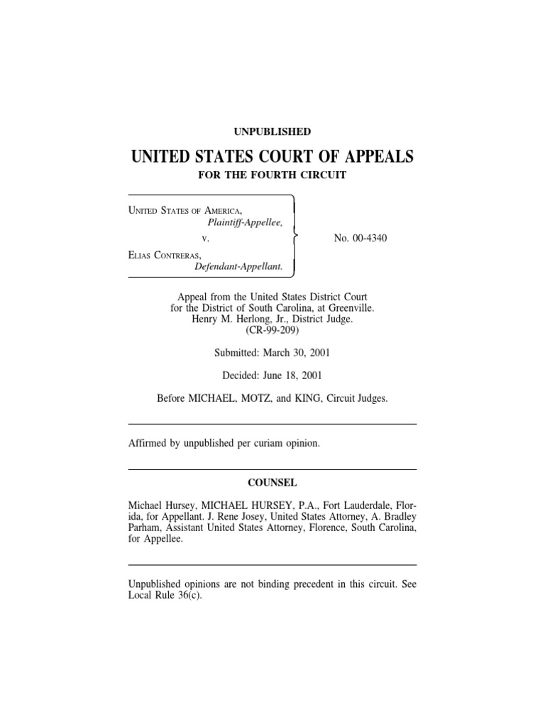 United States v. Contreras, 4th Cir. (2001) | PDF