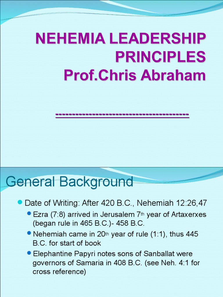 Nehemiah Leadership Principles | PDF | Ezra | Books Of The Hebrew Bible