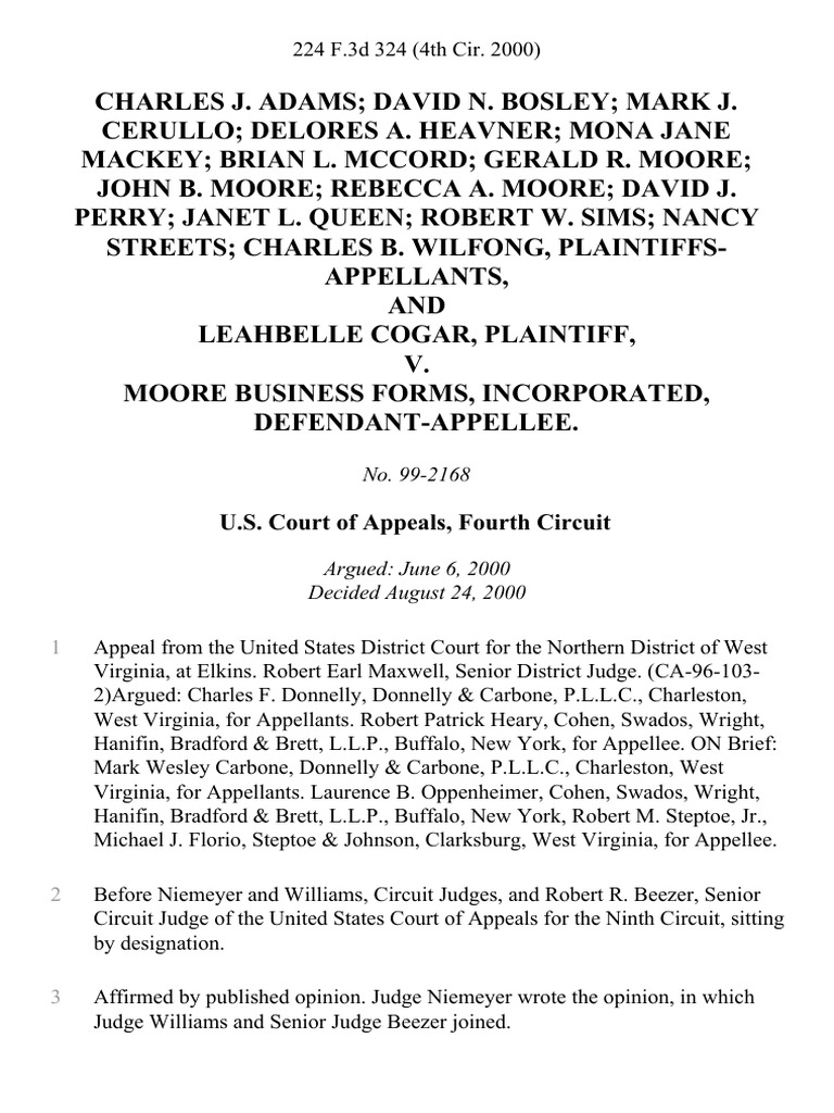 U.S. Court of Appeals, Fourth Circuit | PDF | Employment | Lawsuit