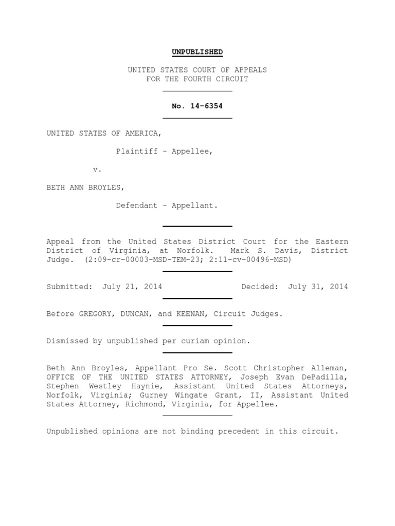 United States v. Beth Broyles, 4th Cir. (2014) | PDF