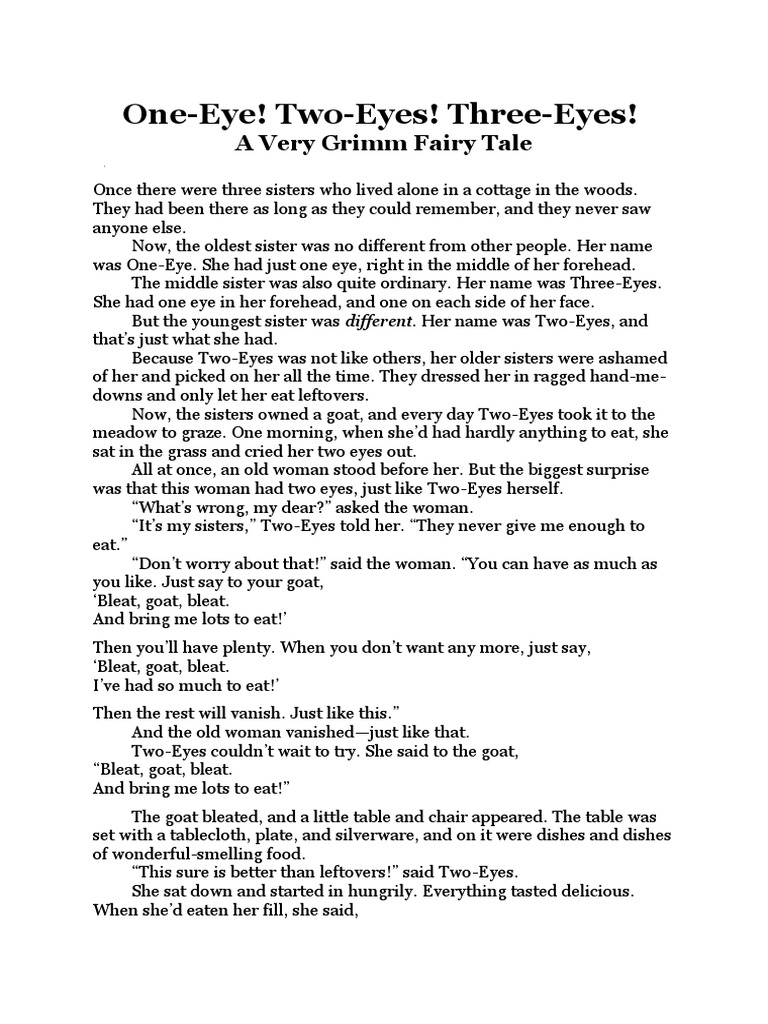 One-Eye, Two-Eyes, Three-Eyes Tale | PDF | Poetry