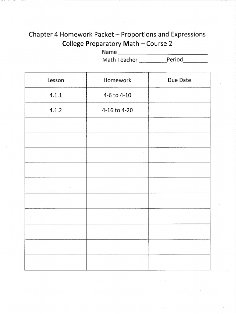 Chapter 4 Homework Packet | PDF