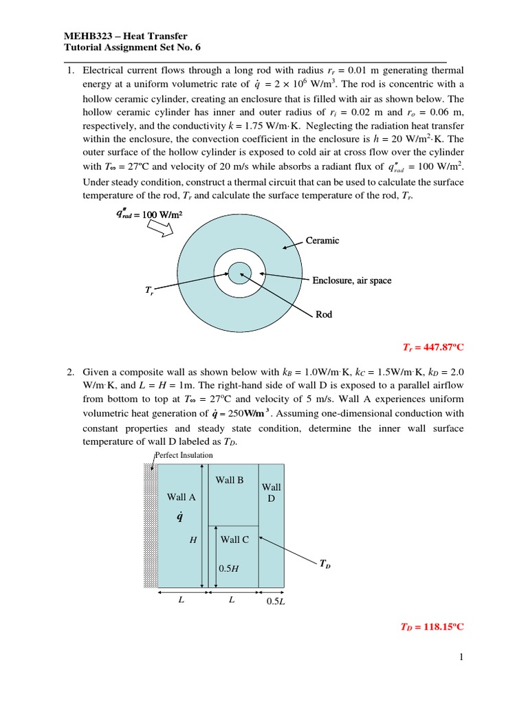MEHB323 Tutorial Assignment 6 | PDF | Heat Transfer | Thermal Conduction