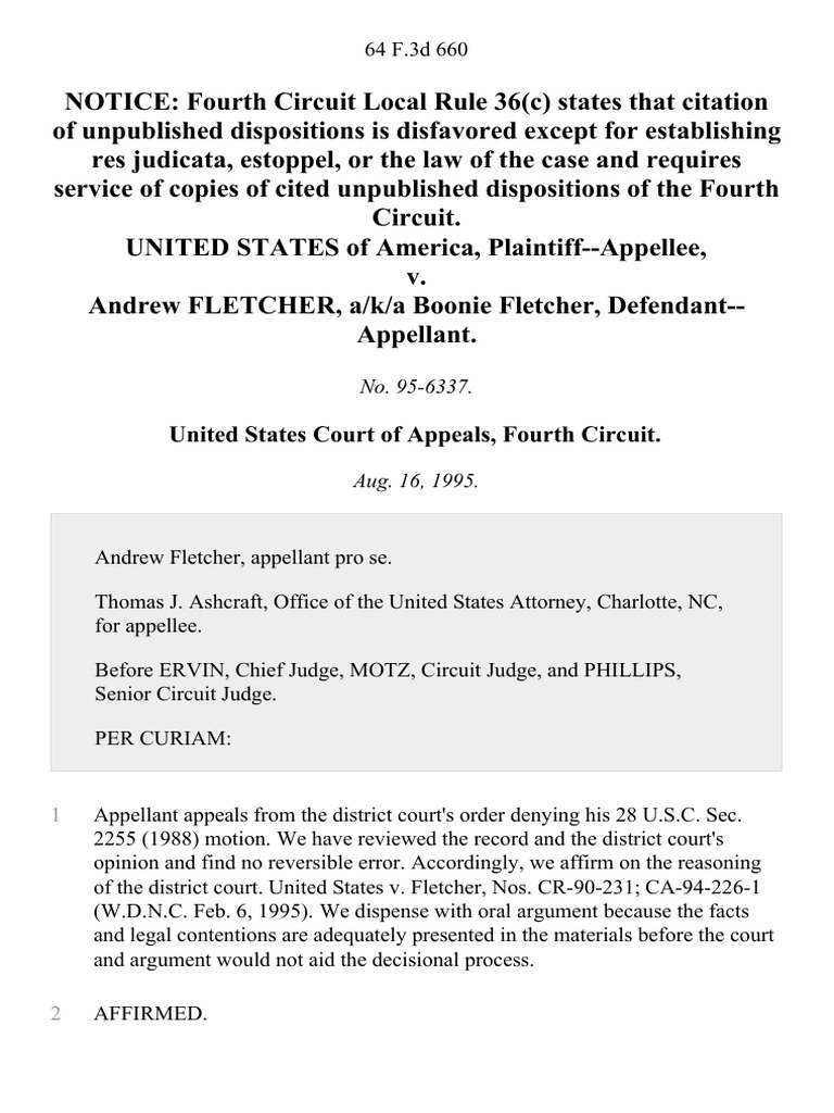 US v. Andrew Fletcher Appeal Summary | PDF | Politics | Social Science