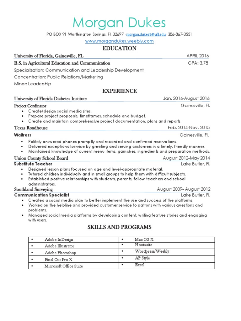 Morgan Dukes: Agricultural Communication Resume | PDF | Fraternities ...