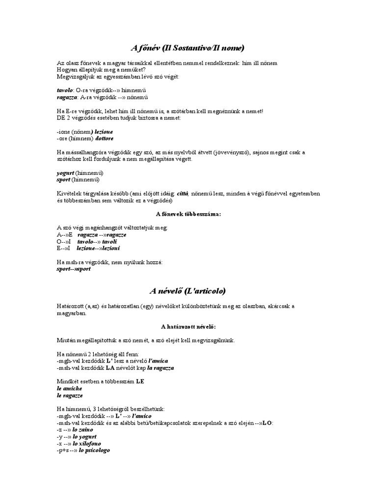 Olasz Nyelv Kezdőknek | PDF