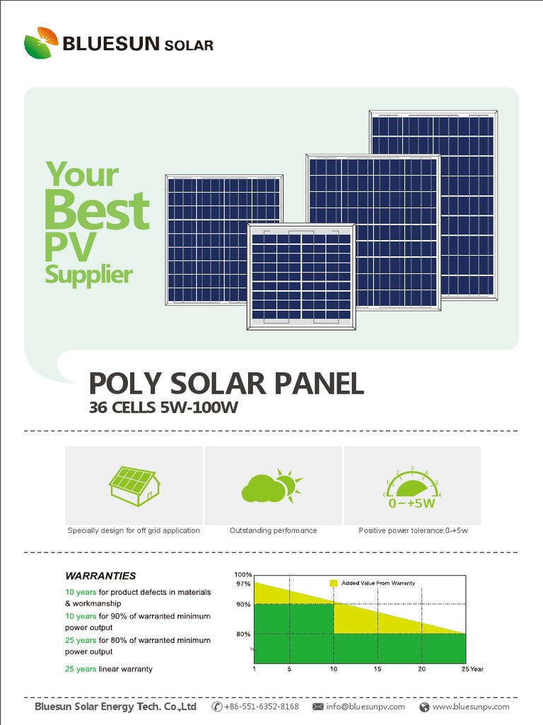 Bluesun Solar Panel Specifications | PDF | Off The Grid | Solar Panel