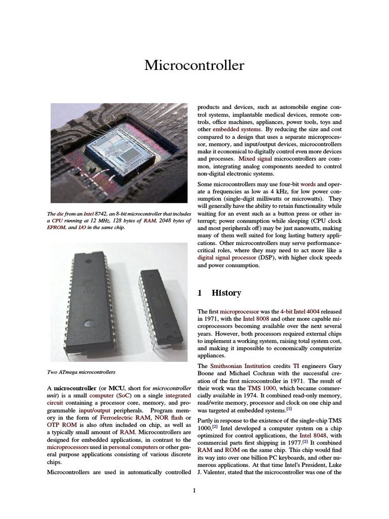 Microcontroller: 1 History | PDF