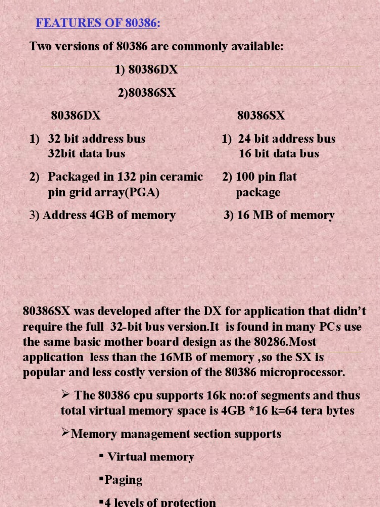 80386 Microprocessor Features Overview | PDF | Computer Data | Computer ...