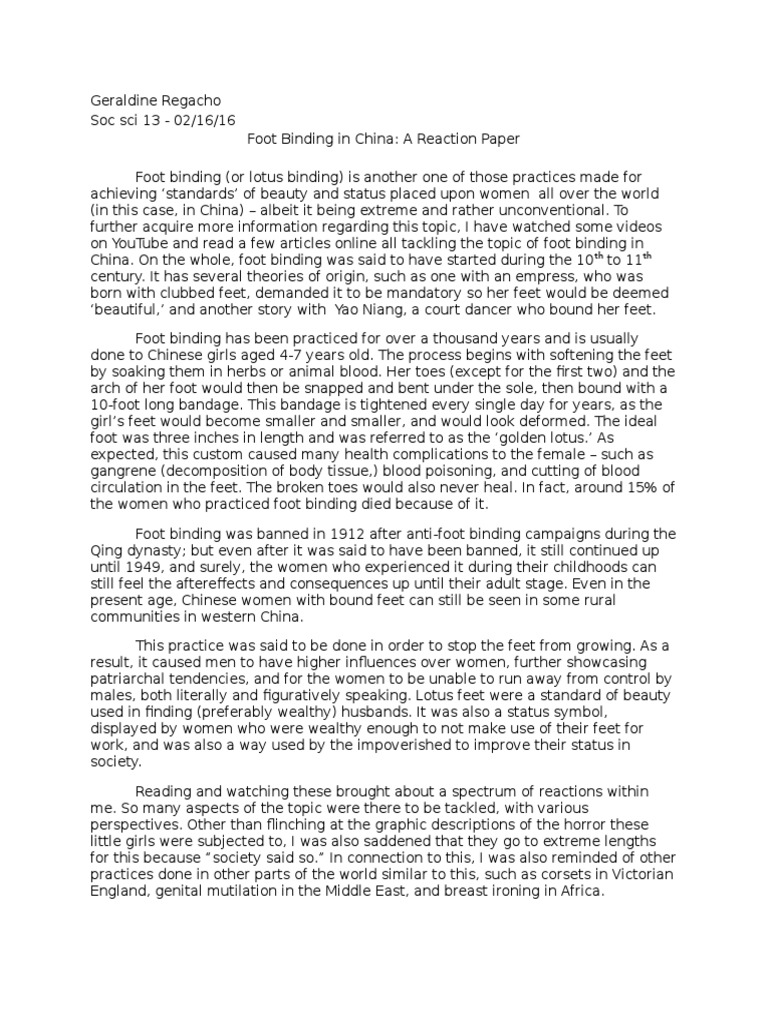 Foot Binding | PDF | Women's Rights | Discrimination & Race Relations