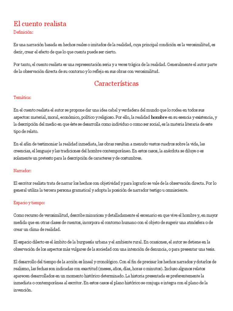 Cuento Realista | PDF | Realismo literario | Narración