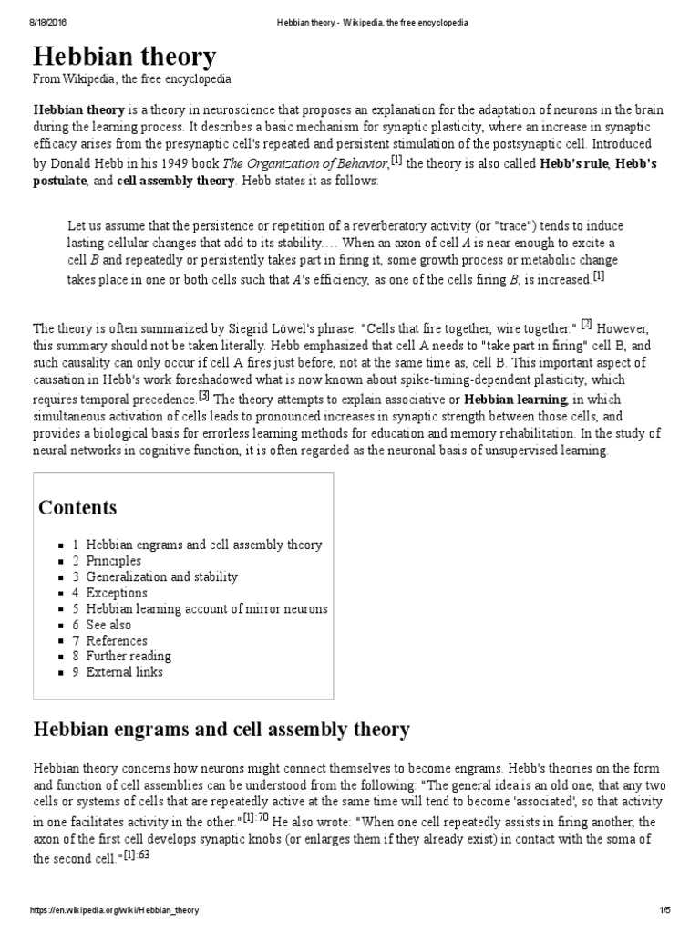 Hebbian Theory | Cognitive Neuroscience | Cognition