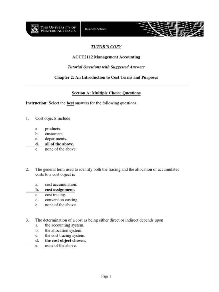 Week 3 Tutorial Questions Chp#2-With Answers PDF | PDF | Cost Of Goods ...