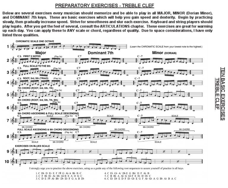 Preparatory Exercises - Treble Clef | PDF