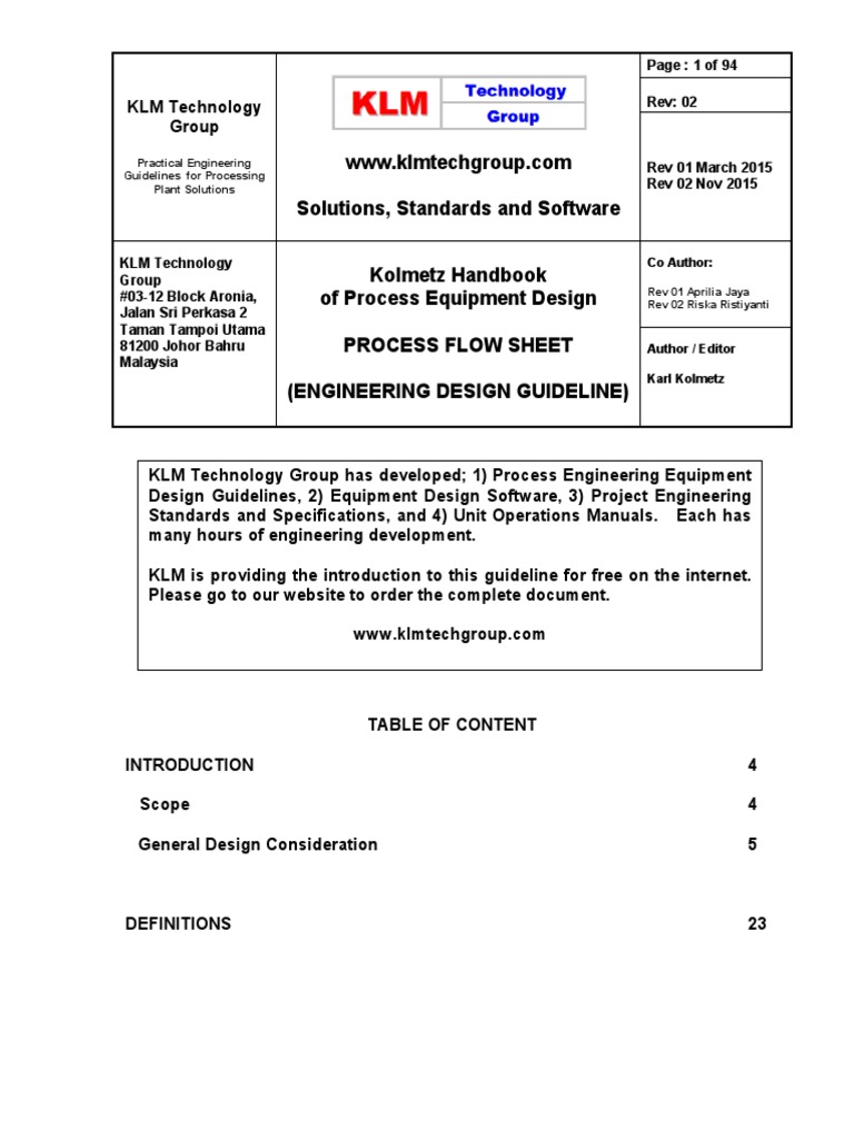 Kolmetz Handbook of Process Equipment Design - Process Flow Sheet ...