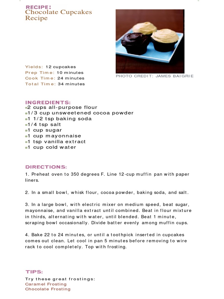 Chocolate Cupcakes Recipe PDF | PDF