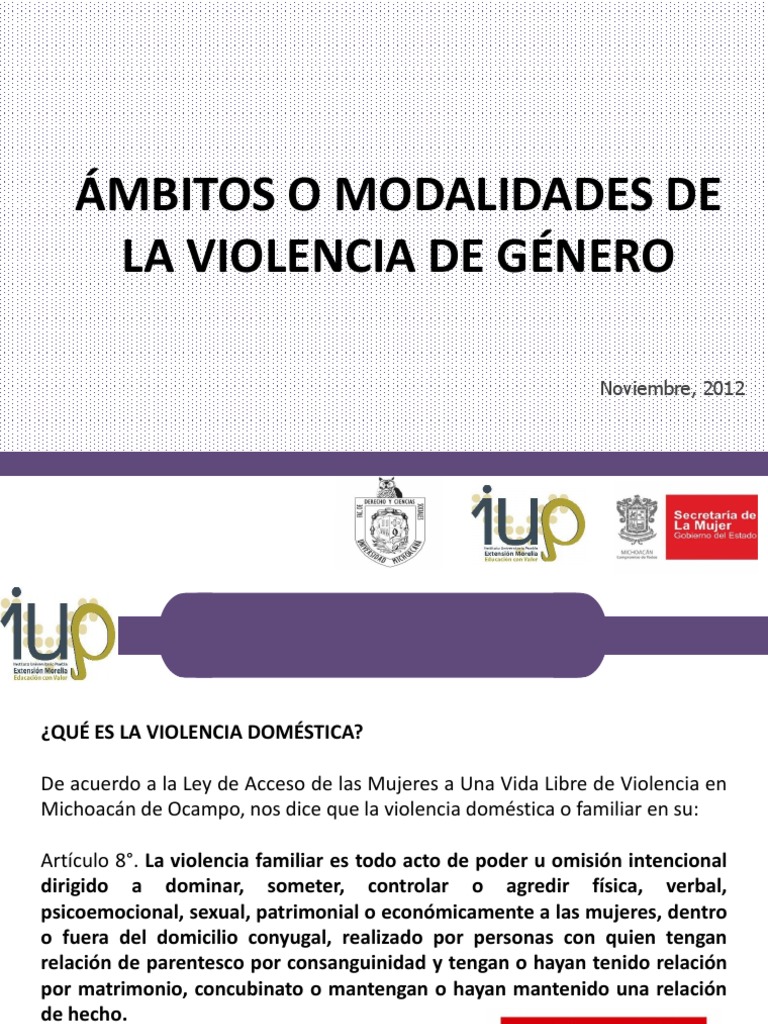 Modalidades y Tipo de Violencia PDF | PDF | La violencia contra las mujeres | Violencia
