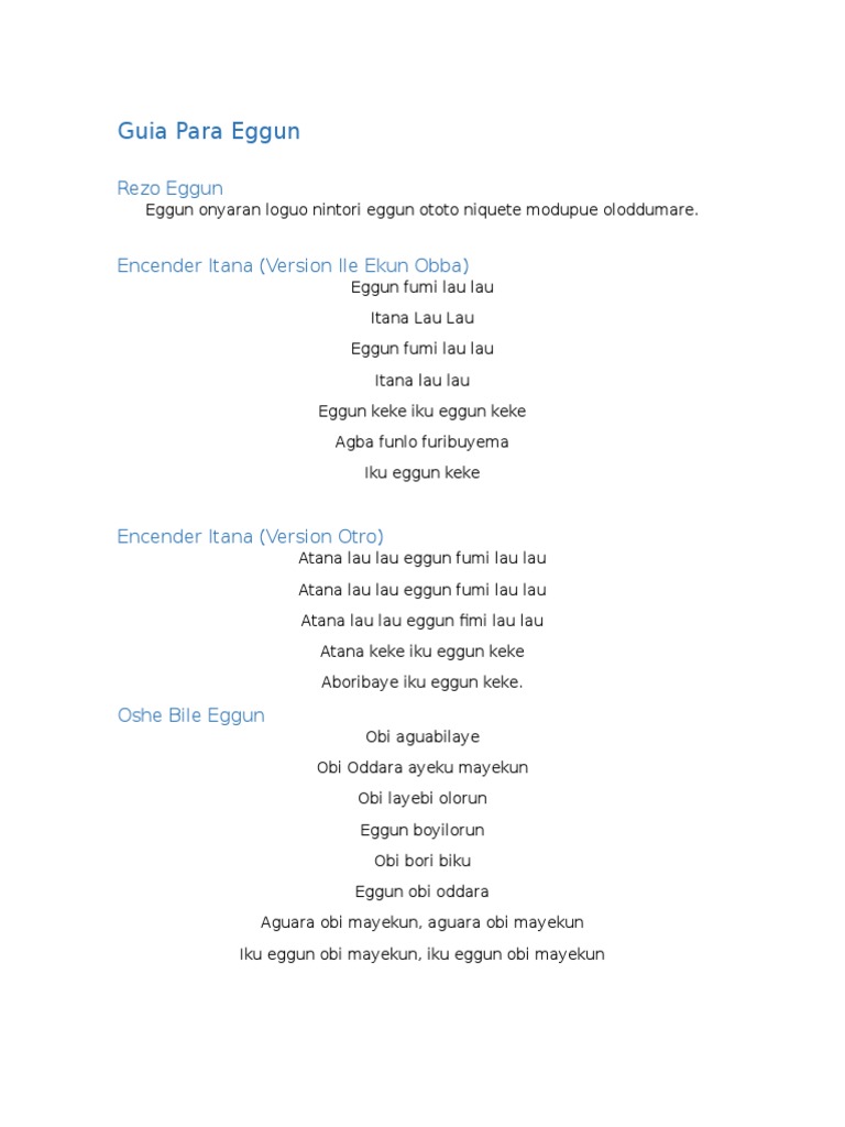 Oba ni owo Oba: Owo ni owo Coro: Owo ni owo 2.- | PDF | Religión étnica ...