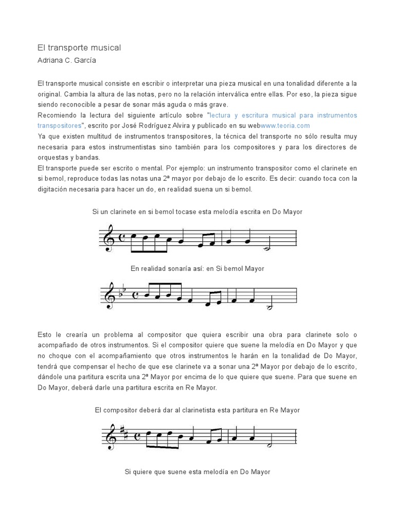 El Transporte Musical | Descargar gratis PDF | Clarinete | Pitch (Música)