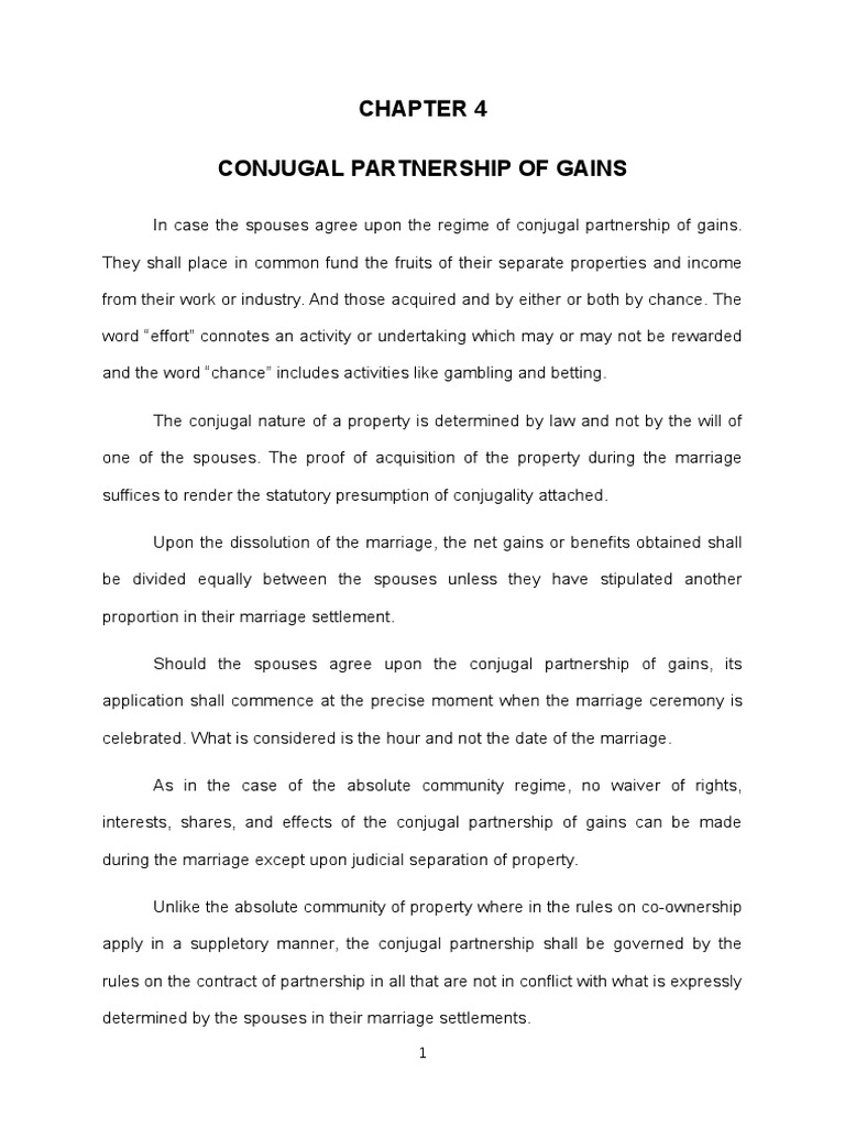 Conjugal Partnership of Gains Explained | PDF | Marriage | Community ...