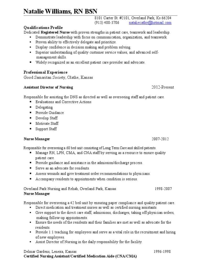 Experienced RN with Leadership Skills | PDF