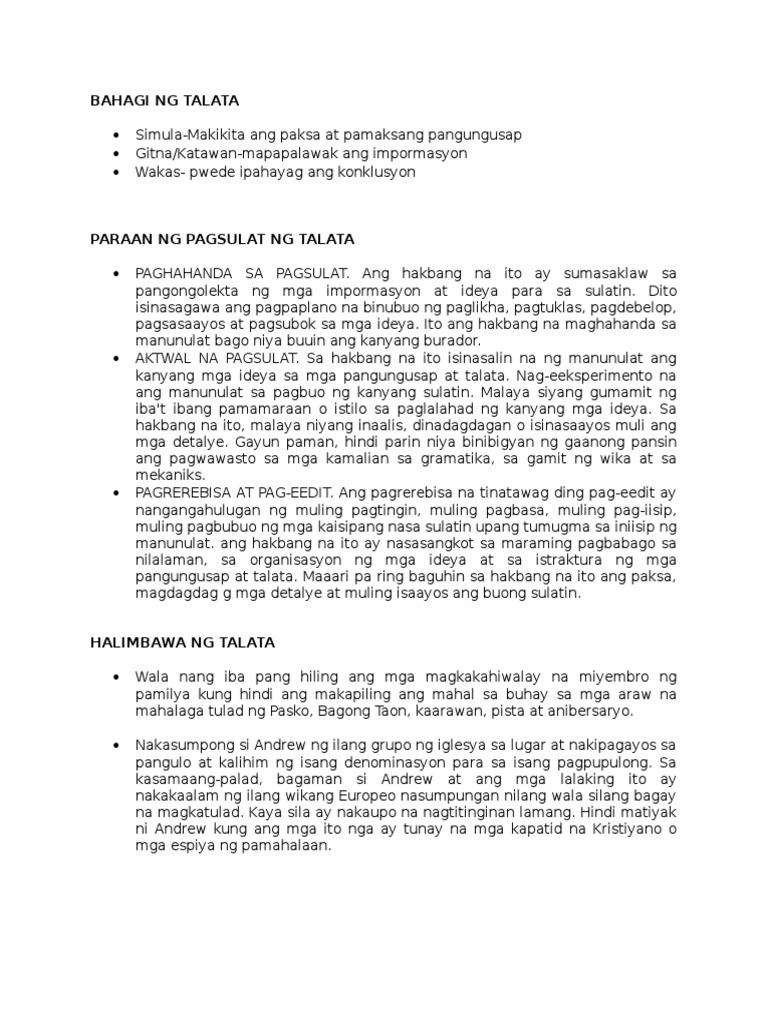 Bahagi NG Talata | PDF