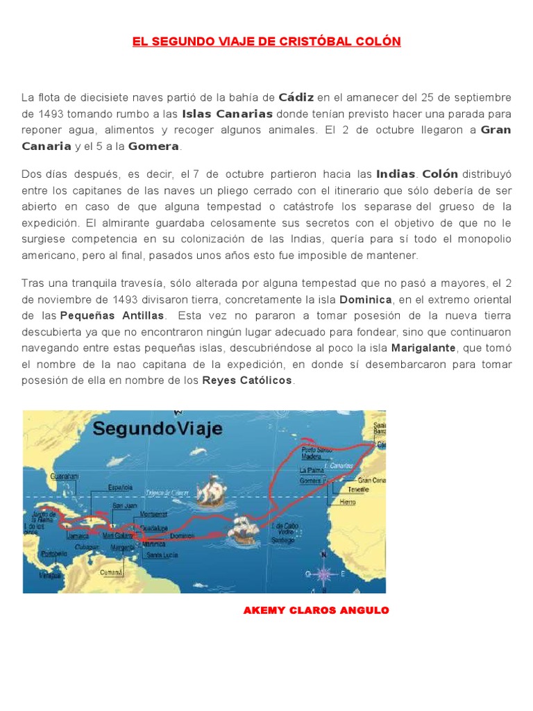 El Segundo Viaje de Cristóbal Colón | PDF