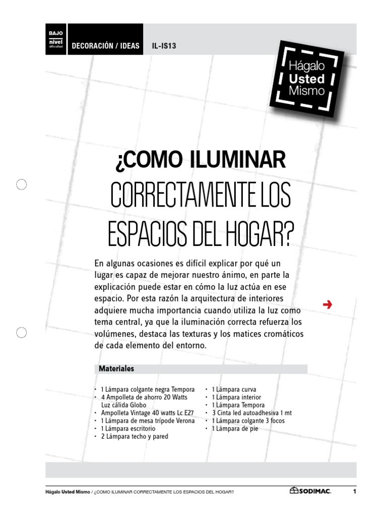 Guía Hazlo Tu Mismo Como Iluminar Correctamente Los Espacios Del
