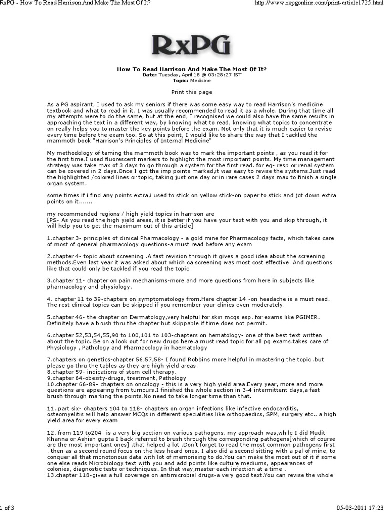 RXPG - How To Read Harrison and Make The Most of It | PDF ...