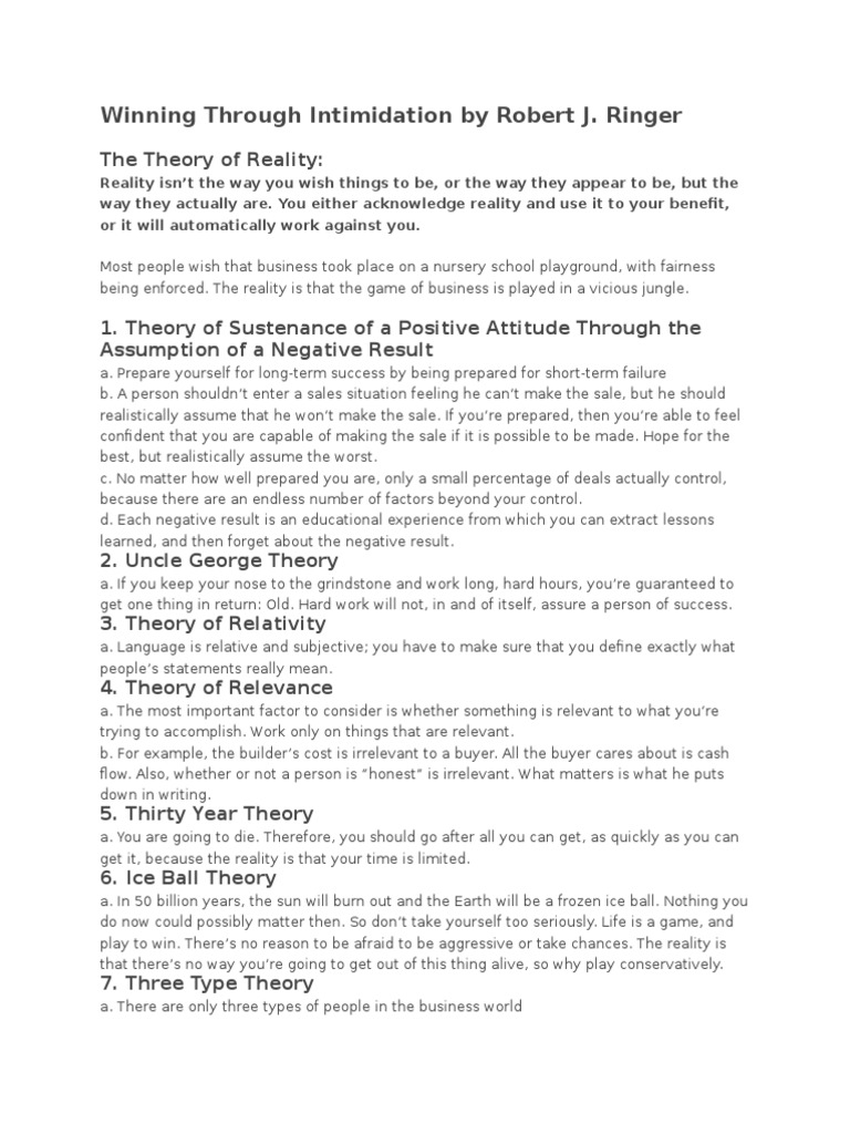 Winning Through Intimidation by Robert J | PDF | Reality | Theory