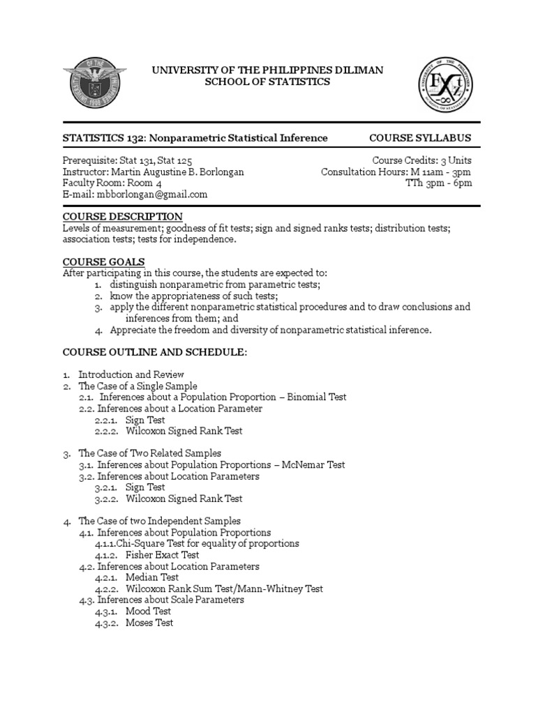 Stat 132 Syllabus Pdf Statistical Inference Chi Squared Distribution 7530