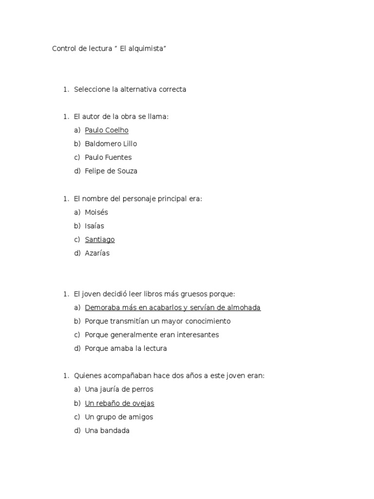 Prueba El Alquimista | PDF