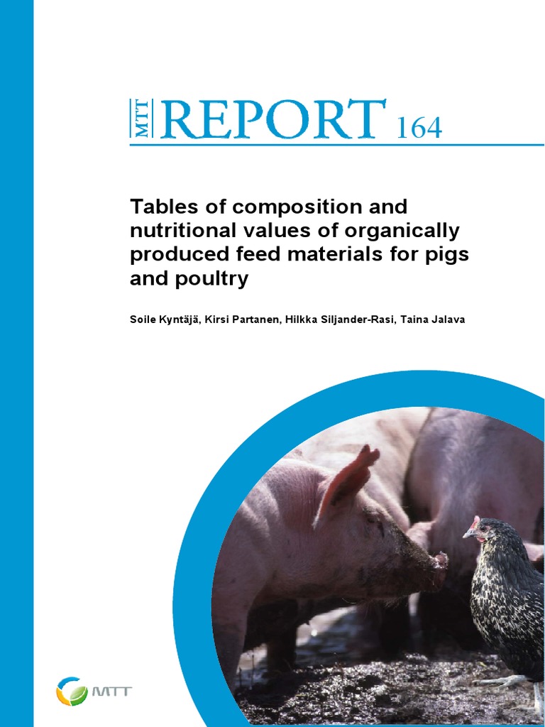 Tables Composition Nutritional Values Organically Feed Materials Pigs ...