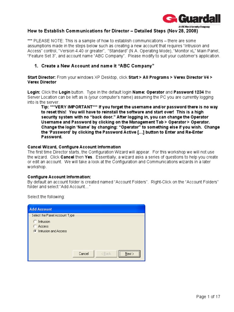 Verex Director Communication Setup Guide | PDF | Microsoft Windows ...