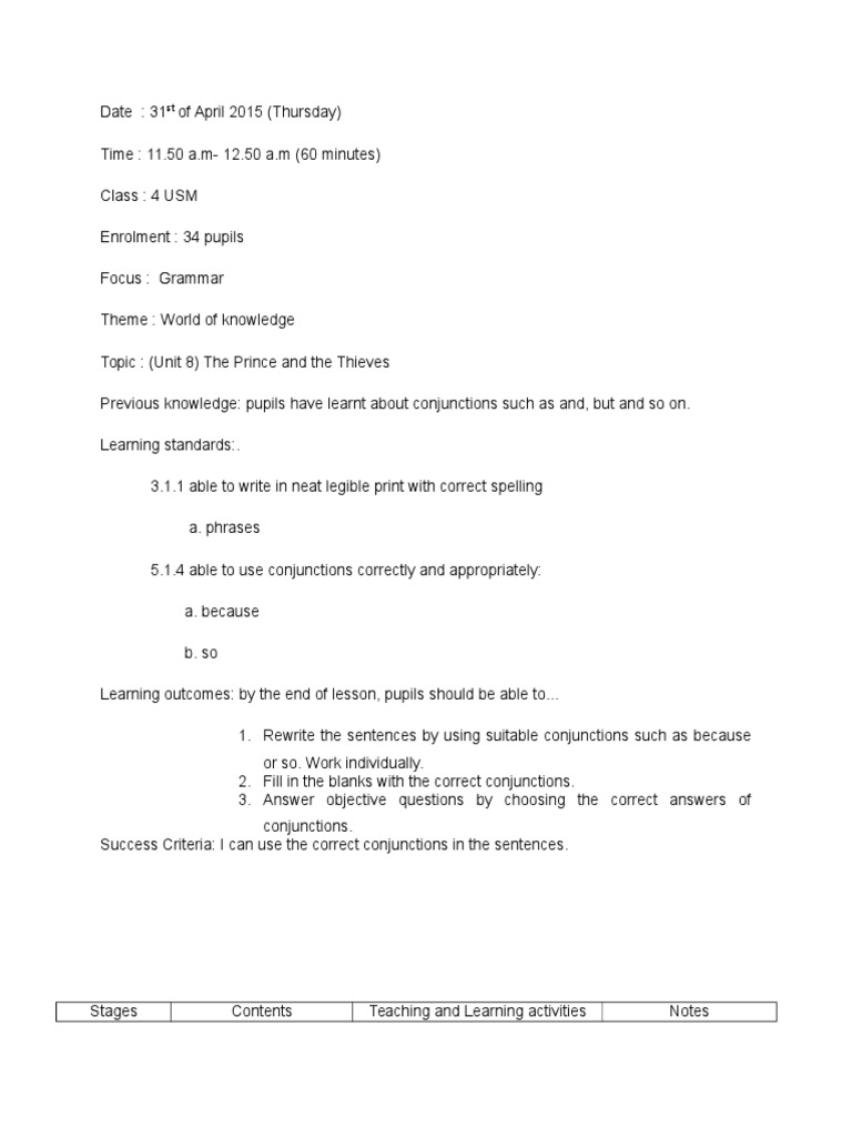 Lesson Plan Grammar | PDF