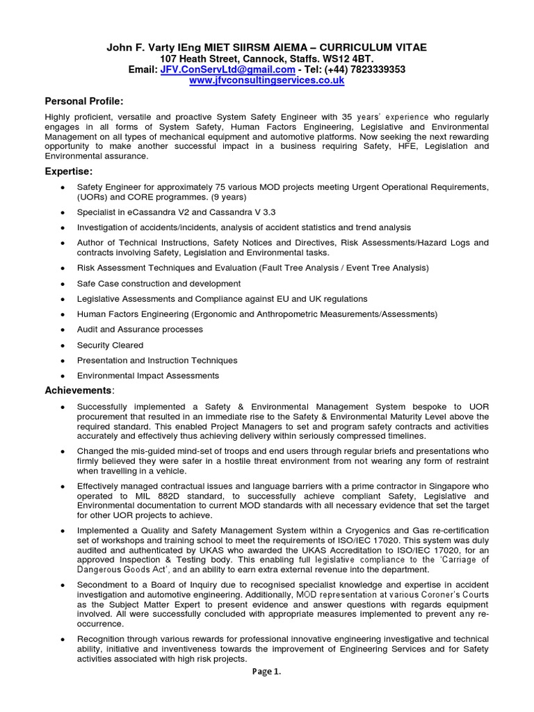 Sample Cv3 | PDF | Vehicles | Safety