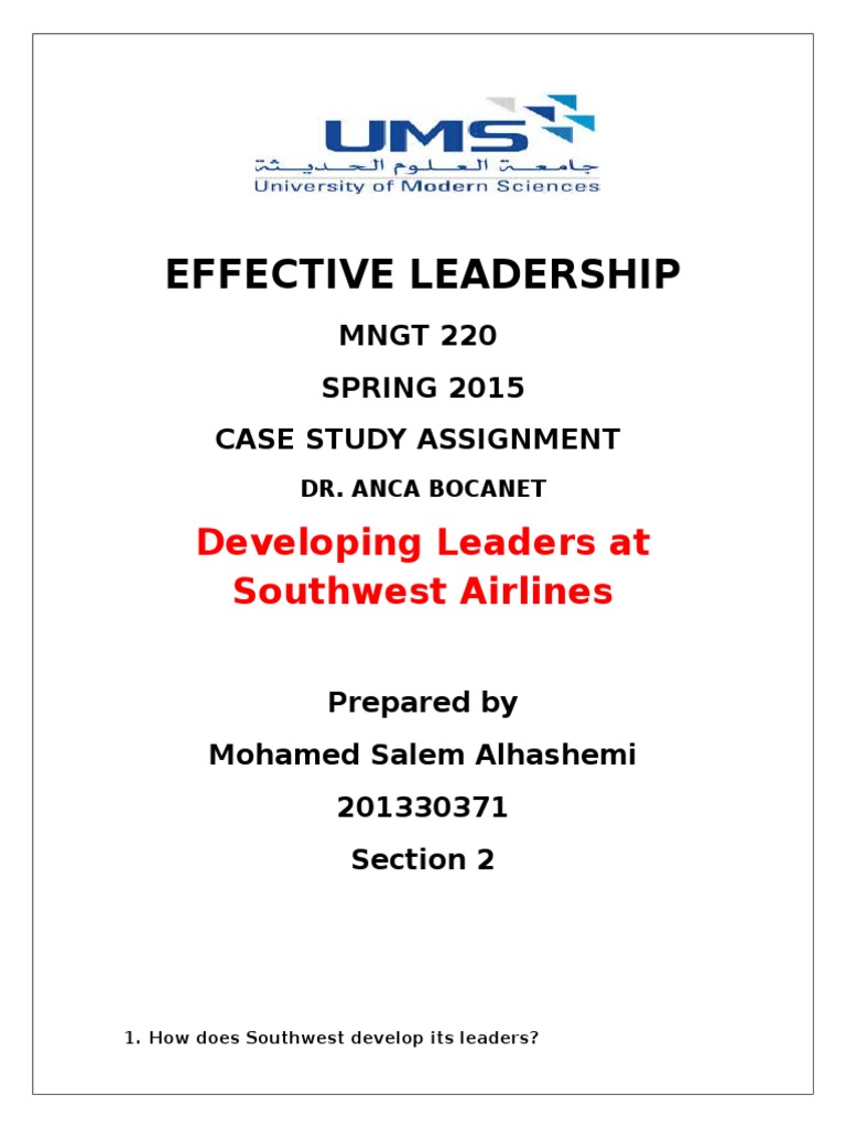 Effective Leadership Case Study Assignment | PDF | Leadership | Chief ...