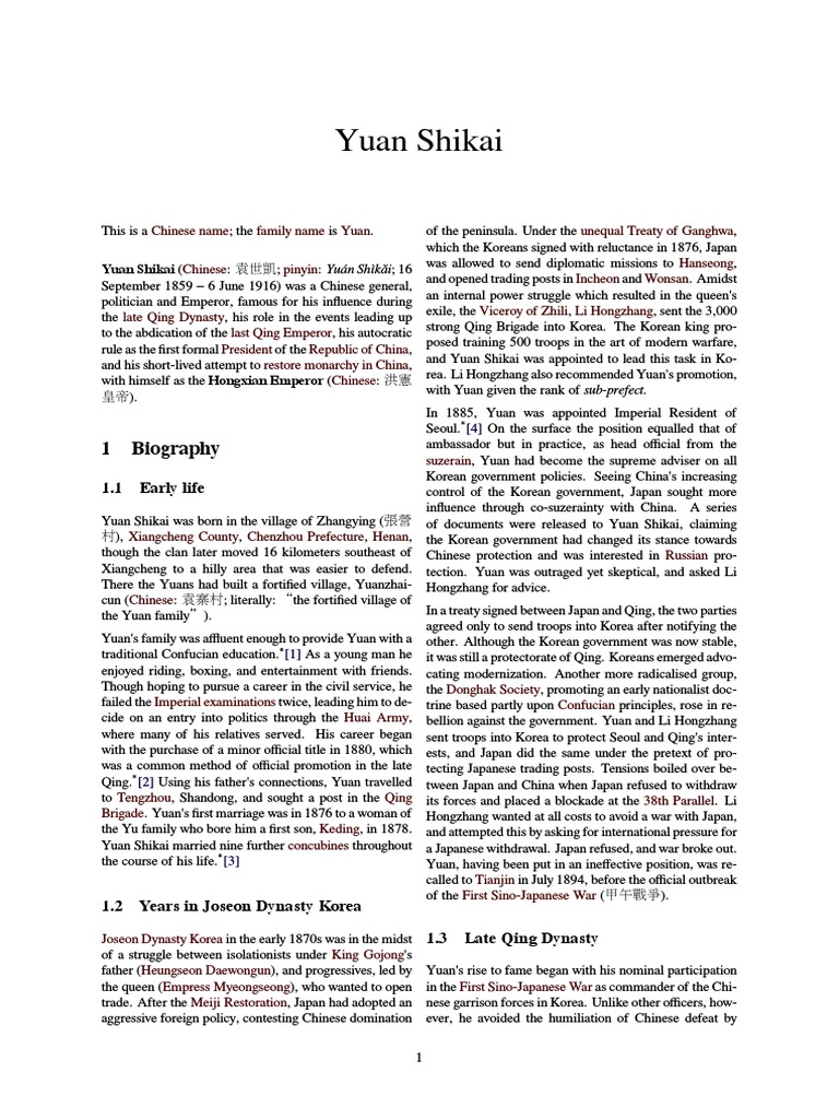 Yuan Shikai | Download Free PDF | Qing Dynasty | China