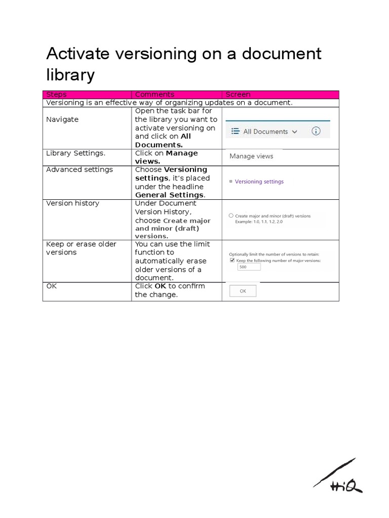 Activate Versioning On A Document Library | PDF | Computers
