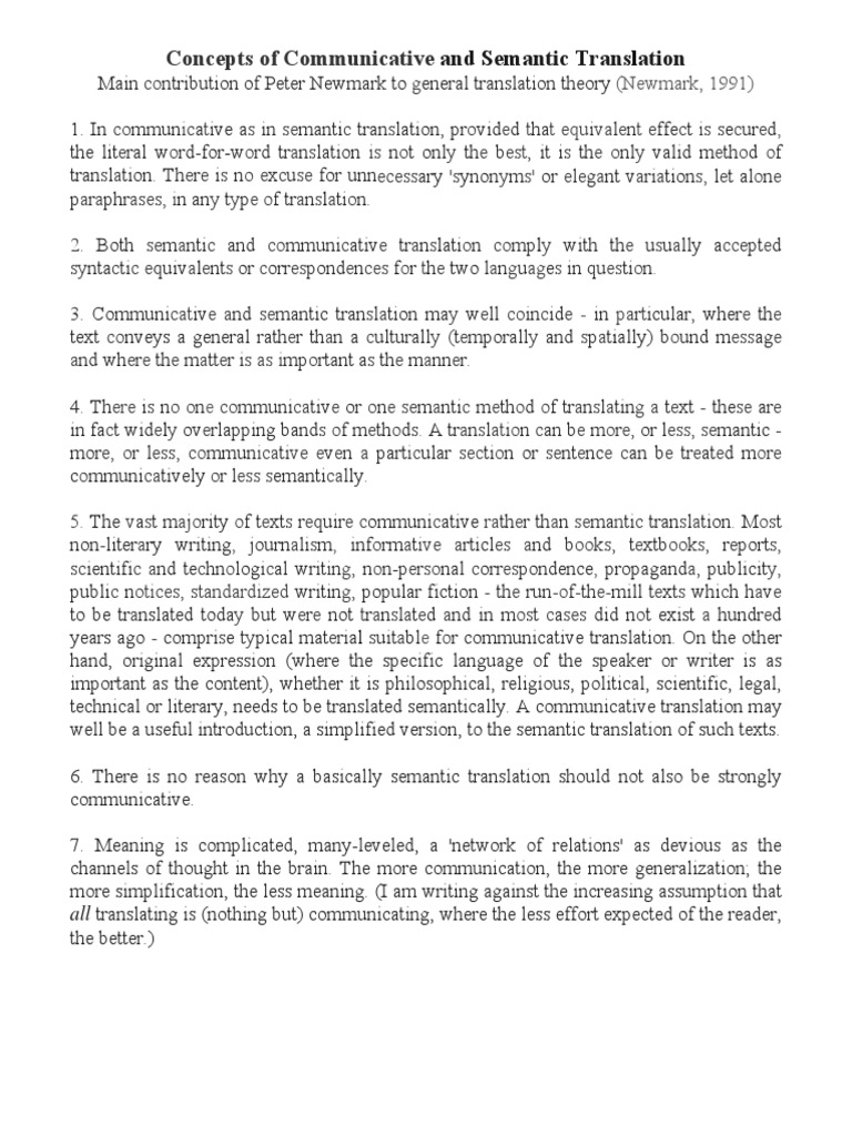 Communicative vs. Semantic Translation | PDF | Translations | Semantics