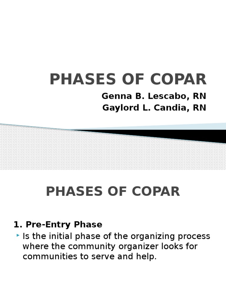 Phases of COPAR