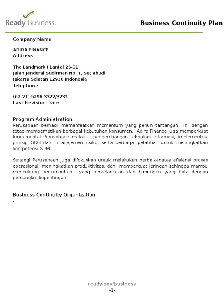 Business Continuity Plan | PDF | Karier & Perkembangan | Bisnis