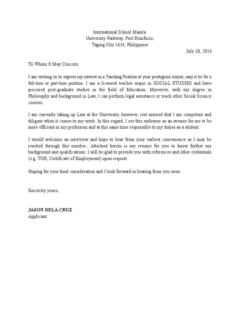 Application Letter Sample | PDF