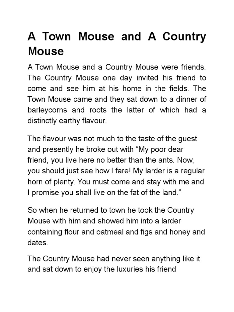 A Town Mouse and A Country Mouse | PDF