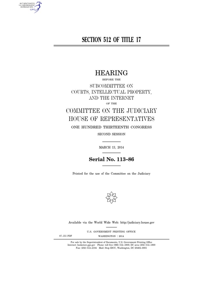 House Hearing, 113TH Congress - Section 512 of Title 17 | PDF | Online ...