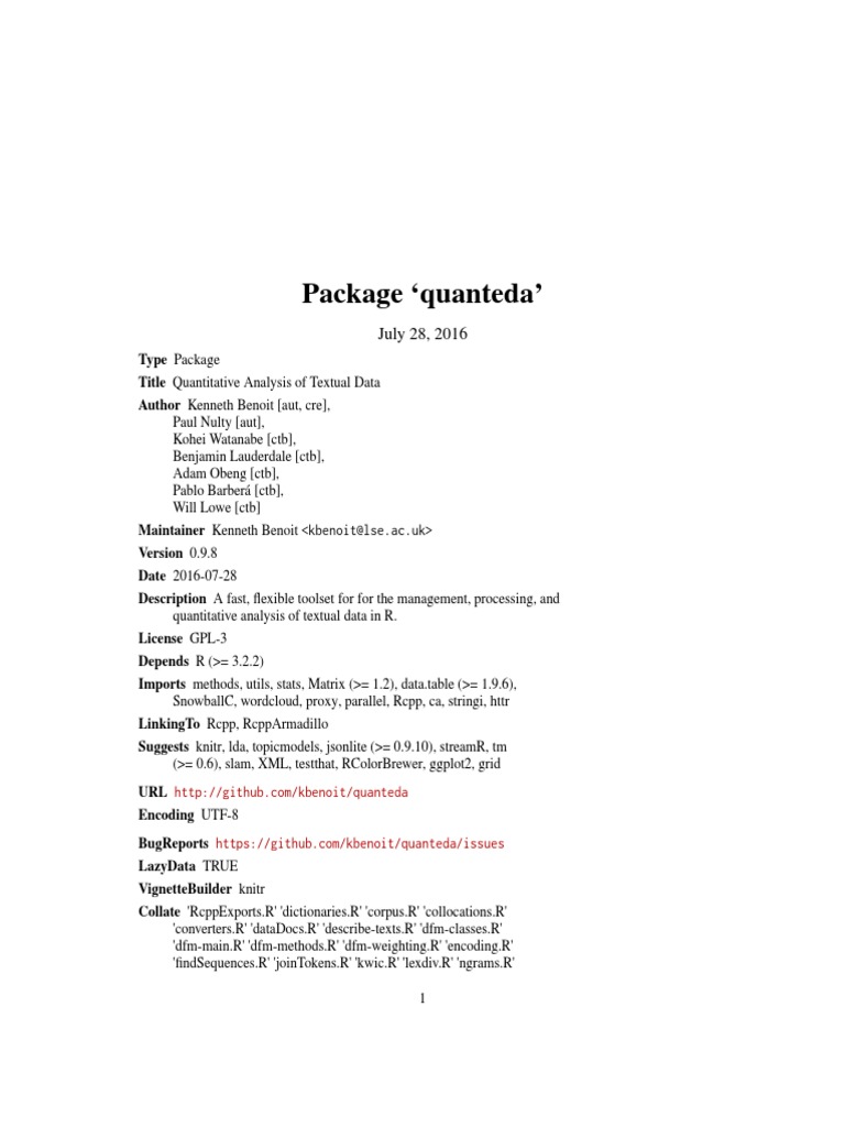 Quanteda | PDF | Parameter (Computer Programming) | File Format